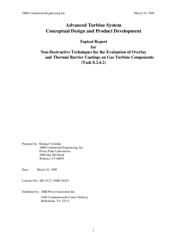 (PDF) Non-Destructive Techniques for the Evaluation of Overlay and Thermal Barrier Coatings on ...