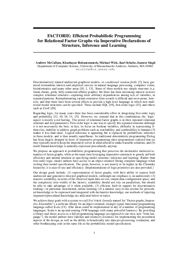 (PDF) Factorie: Efficient probabilistic programming via imperative declarations of structure ...