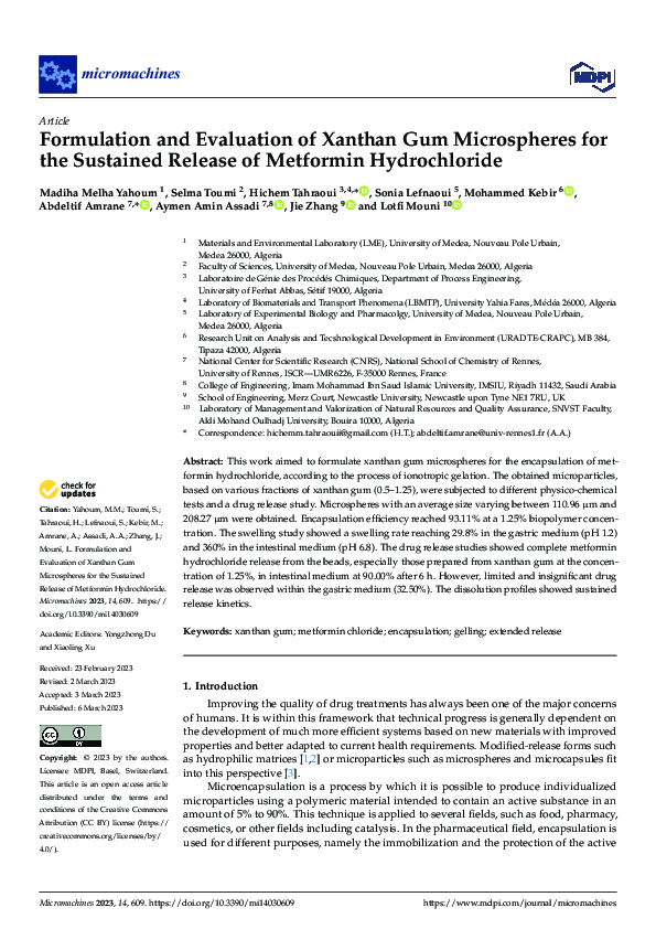 Pdf Formulation And Evaluation Of Xanthan Gum Microspheres For The Sustained Release Of