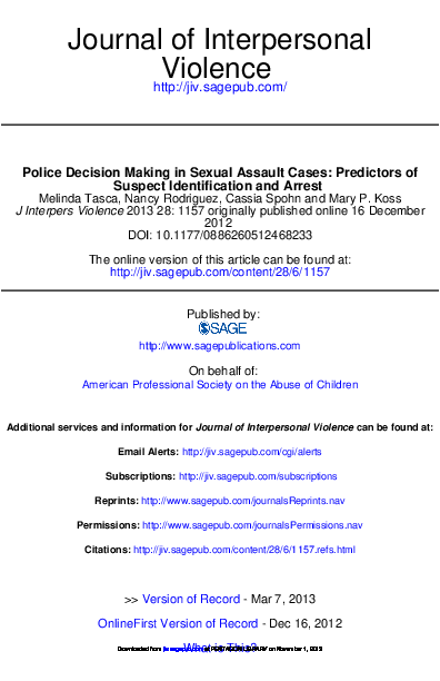 (PDF) Police Decision Making in Sexual Assault Cases | Cassia Spohn ...