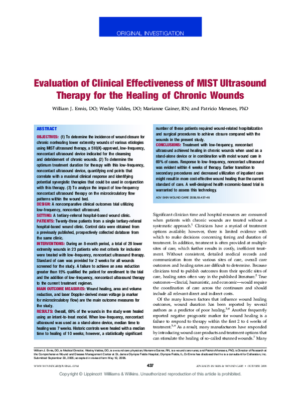 (PDF) Evaluation of Clinical Effectiveness of MIST Ultrasound Therapy ...