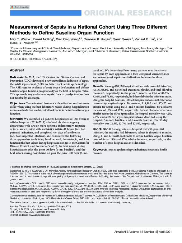 (PDF) Measurement of Sepsis in a National Cohort Using Three Different ...