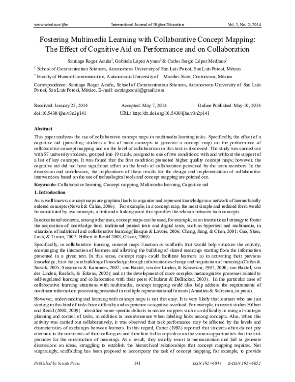 (PDF) Fostering Multimedia Learning with Collaborative Concept Mapping: The Effect of Cognitive ...