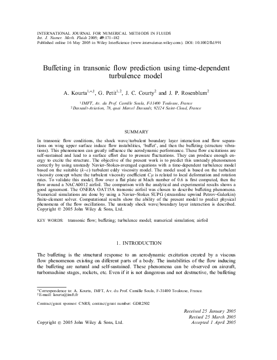 Buffeting in transonic flow prediction using time-dependent turbulence model