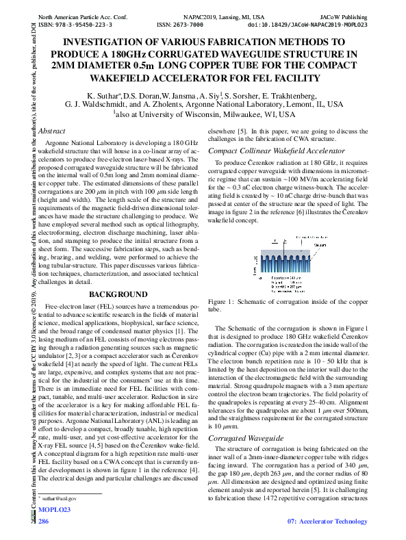 (PDF) Fabrication Techniques for 180GHz Waveguides