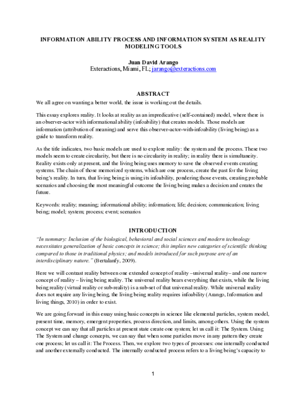 (PDF) Information Ability Process and Information System as Reality ...
