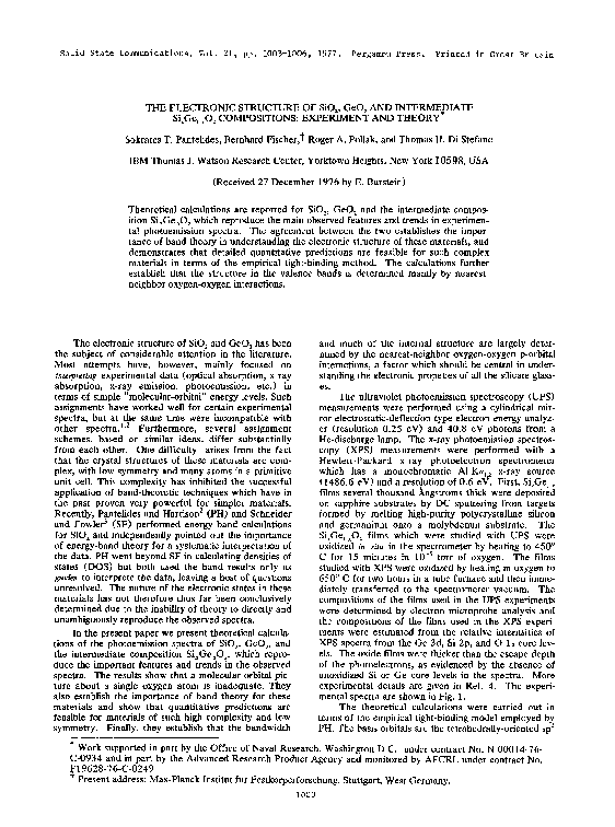 (PDF) The electronic structure of SiO2, GeO2 and intermediate SixGe1−xO2 compositions ...