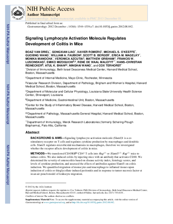 (PDF) Signaling Lymphocyte Activation Molecule Regulates Development of ...