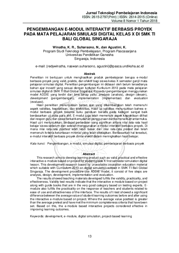 (PDF) Pengembangan E-Modul Interaktif Berbasis Proyek Pada Mata Kuliah Sistem Evaluasi ...