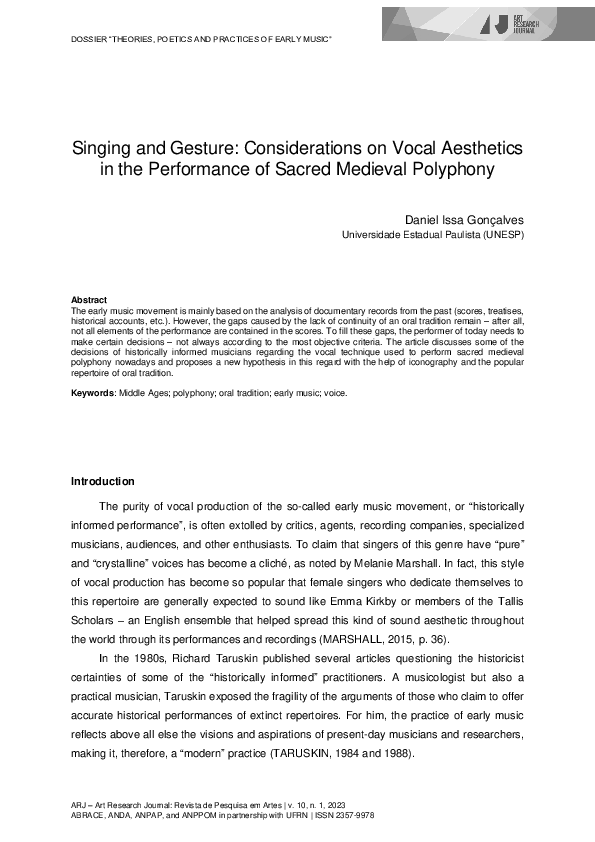 (PDF) Singing and Gesture: Considerations on Vocal Aesthetics in the ...