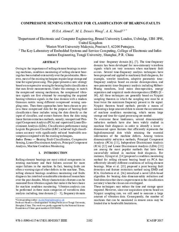 (PDF) Compressive Sensing for Efficient Bearing Fault Classification