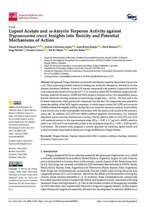(PDF) Lupeol Acetate and α-Amyrin Terpenes Activity against Trypanosoma ...