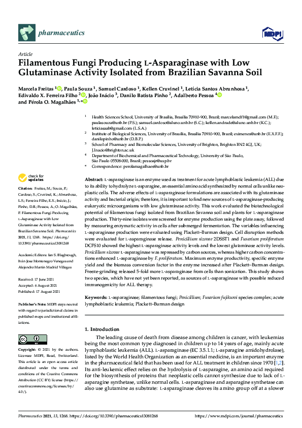 (PDF) Filamentous Fungi Producing l-Asparaginase with Low Glutaminase ...