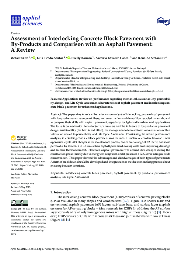 (PDF) Assessment of Interlocking Concrete Block Pavement with By-Products and Comparison with an ...