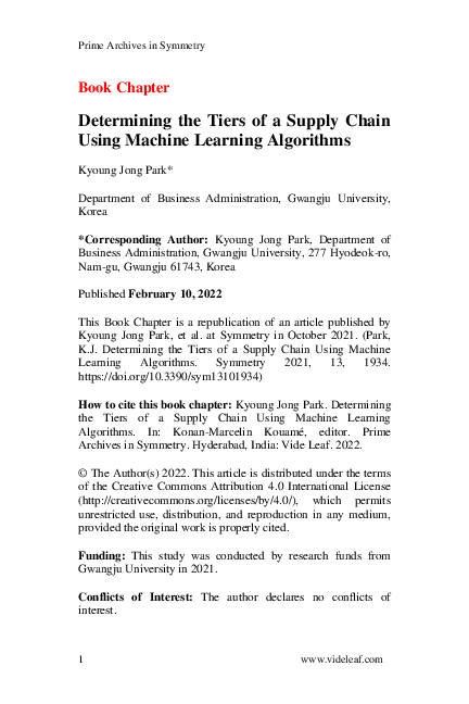 (PDF) Determining the Tiers of a Supply Chain Using Machine Learning Algorithms