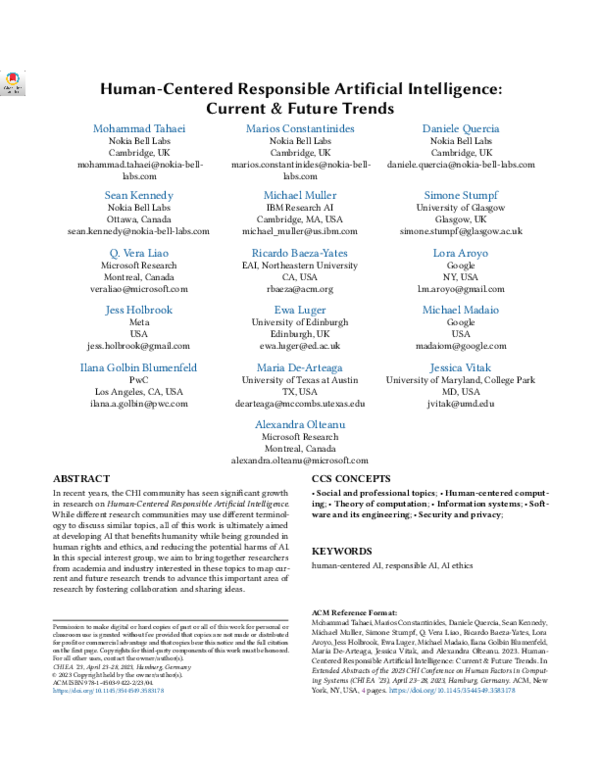 (PDF) Human-Centered Responsible Artificial Intelligence: Current & Future Trends