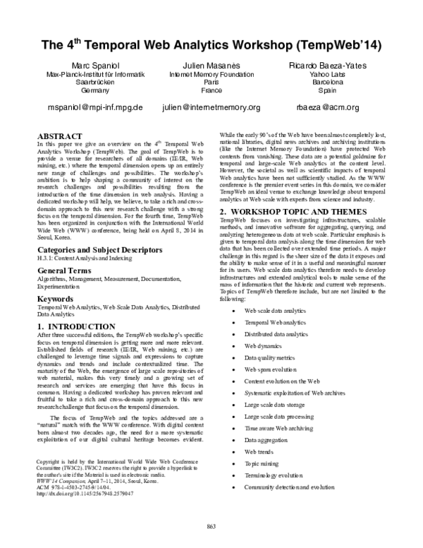 (PDF) The 4th temporal web analytics workshop (TempWeb'14)