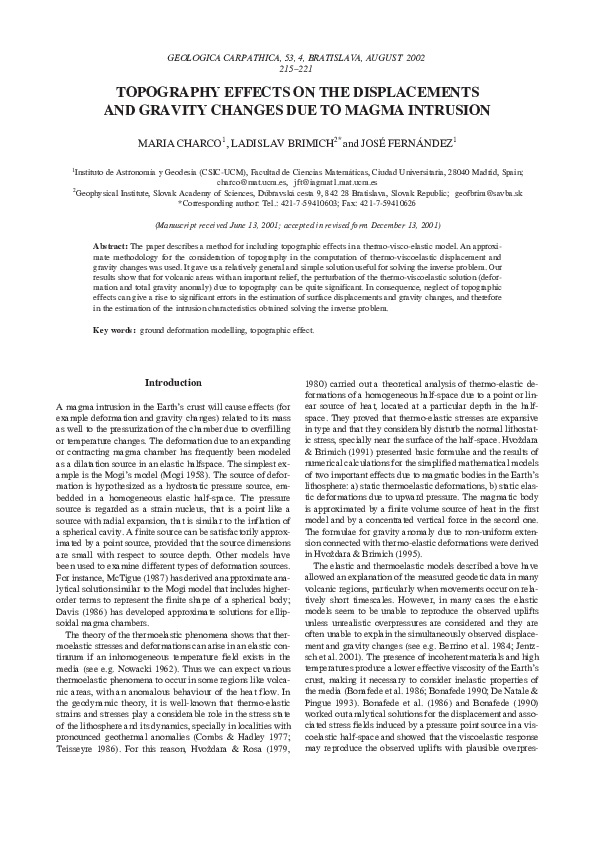 (PDF) Topography effects on displacements and gravity changes due to ...