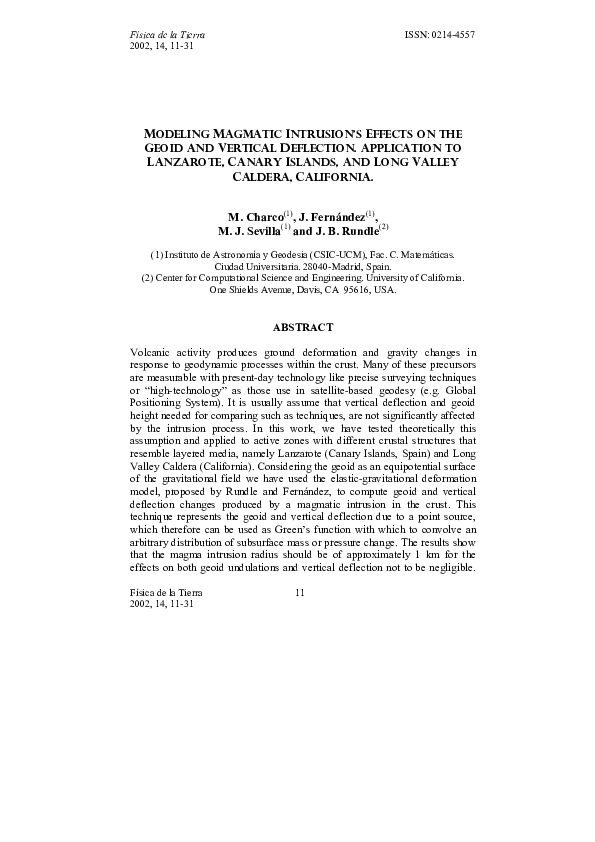(PDF) Modeling magmatic intrusion’s effects on the geoid and vertical ...