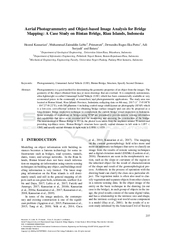 (PDF) Aerial Photogrammetry and Object-based Image Analysis for Bridge Mapping: A Case Study on ...