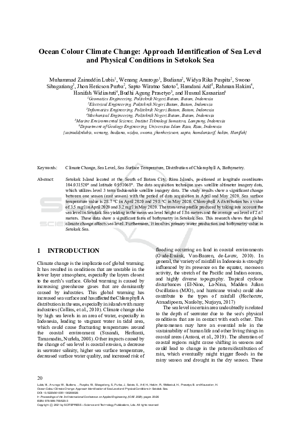 (PDF) Ocean Colour Climate Change: Approach Identification of Sea Level ...