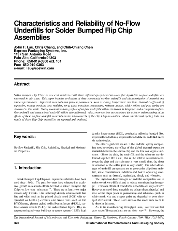 (PDF) Characteristics and reliability of fast-flow, snap-cure, and ...