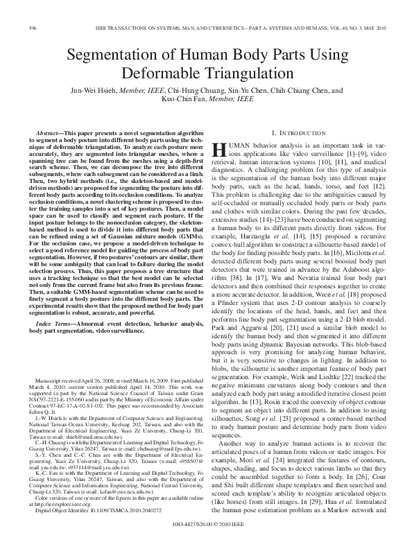 (PDF) Segmentation of Human Body Parts Using Deformable Triangulation