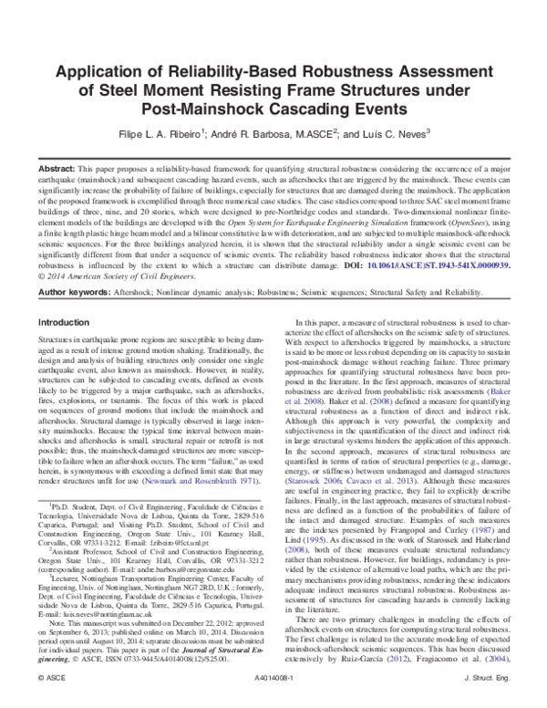 (PDF) Application of Reliability-Based Robustness Assessment of Steel ...
