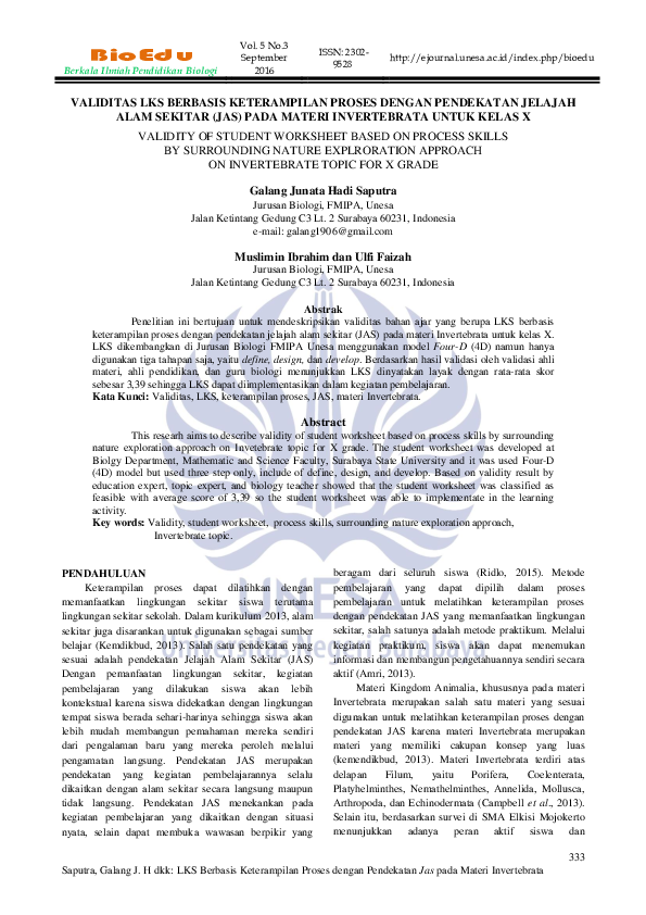 (PDF) Validitas LKS Berbasis Keterampilan Proses Dengan Pendekatan Jelajah Alam Sekitar (Jas ...