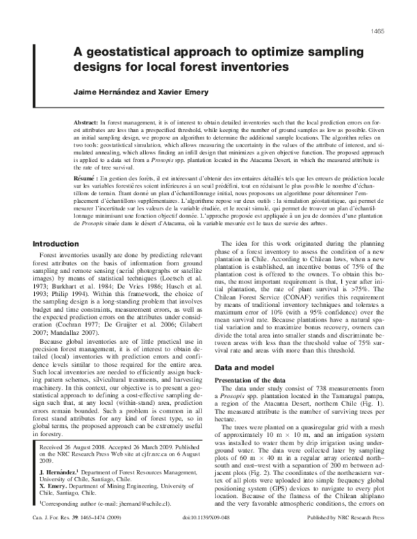 (PDF) A geostatistical approach to optimize sampling designs for local forest inventories