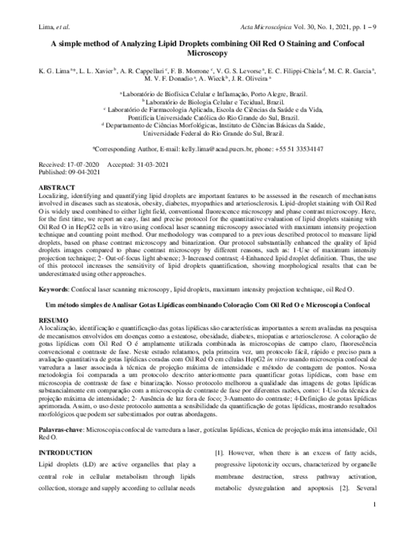 (PDF) A simple method of Analyzing Lipid Droplets combining Oil Red O ...