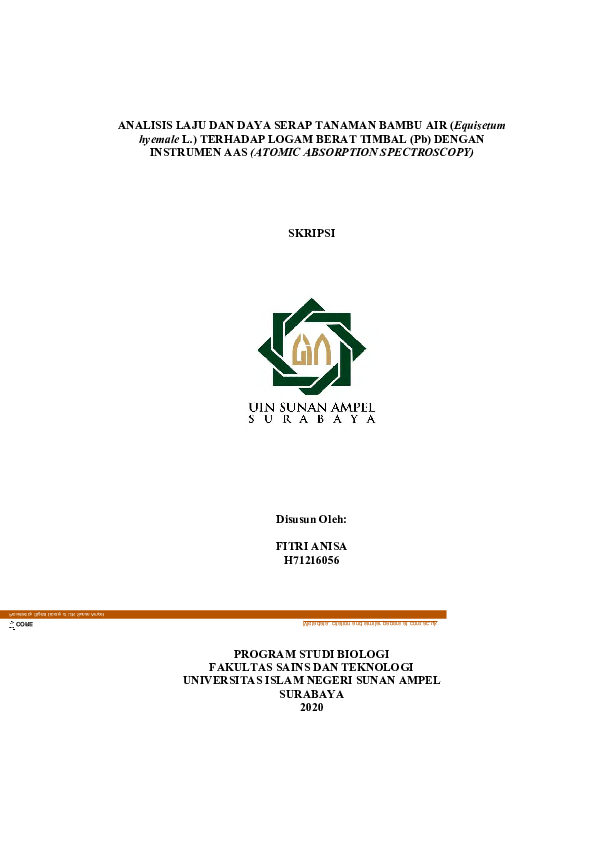 (PDF) Analisis laju dan daya serap tanaman bambu air (Equisetum Hyemale ...