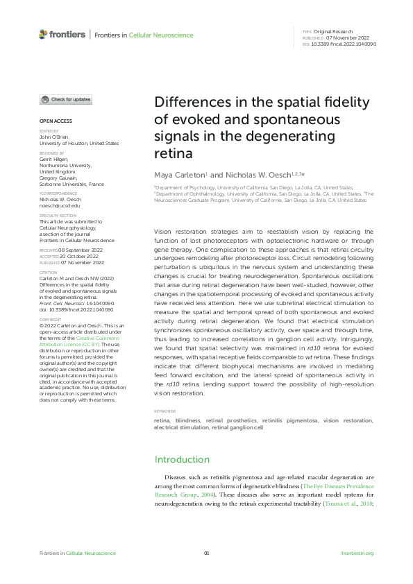 (PDF) Differences in the spatial fidelity of evoked and spontaneous ...