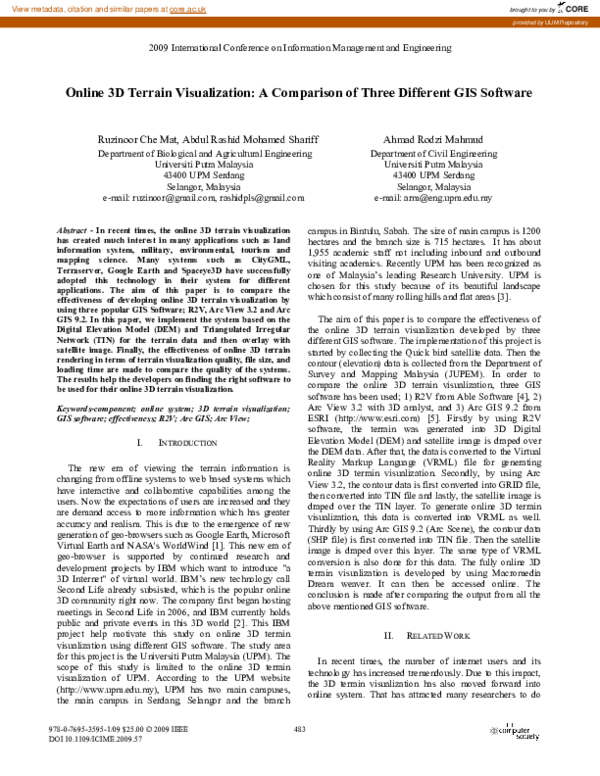 (PDF) Online 3D Terrain Visualization: A Comparison of Three Different GIS Software