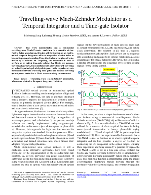 (PDF) Travelling-Wave Mach-Zehnder Modulator as a Temporal Integrator and a Time-Gate Isolator ...