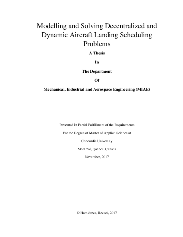 Pdf Modelling And Solving Decentralized And Dynamic Aircraft Landing Scheduling Problems