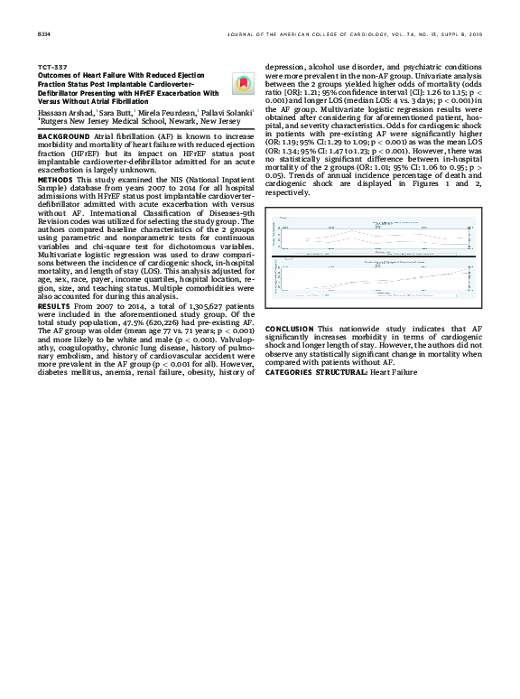 (PDF) TCT-337 Outcomes of Heart Failure With Reduced Ejection Fraction ...