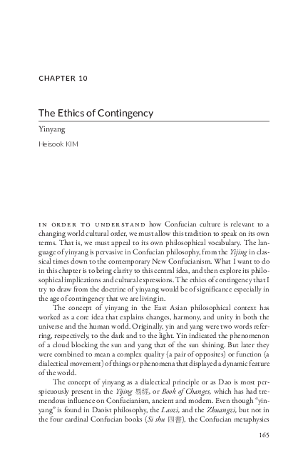 (PDF) 10. The Ethics of Contingency: Yinyang