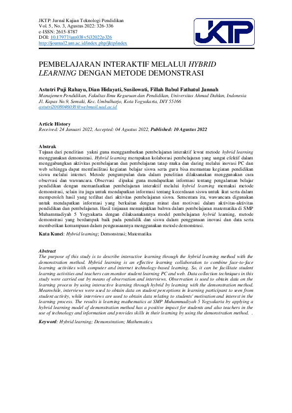 (PDF) Pembelajaran Interaktif Melalui Hybrid Learning Dengan Metode Demonstrasi