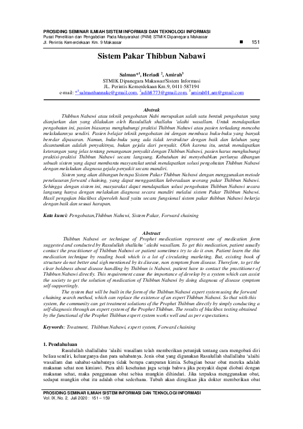 (PDF) Sistem Pakar Thibbun Nabawi
