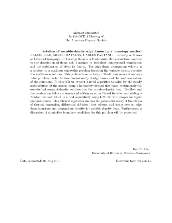 (PDF) Solution of variable-density edge flames by a homotopy method
