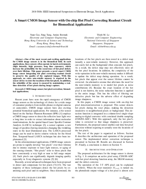 Pdf Smart Cmos Sensor With Hot Pixel Correction