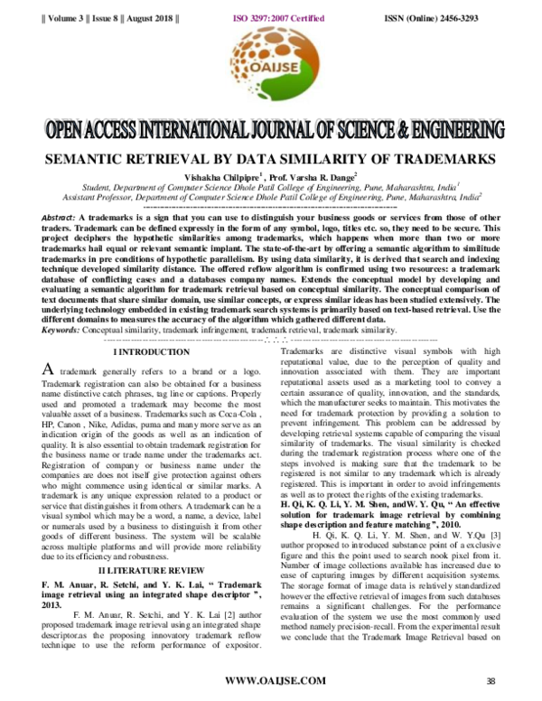 (PDF) Semantic Retrieval by Data Similarity of Trademarks | vishakha chilpipre - Academia.edu