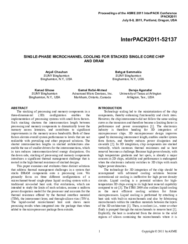 (PDF) Single-Phase Microchannel Cooling for Stacked Single Core Chip ...