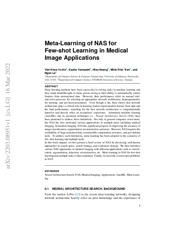 (PDF) Meta-Learning of NAS for Few-shot Learning in Medical Image Applications