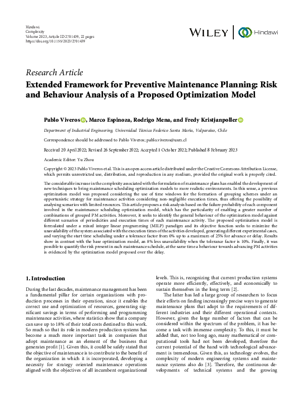 (PDF) Extended Framework for Preventive Maintenance Planning: Risk and ...