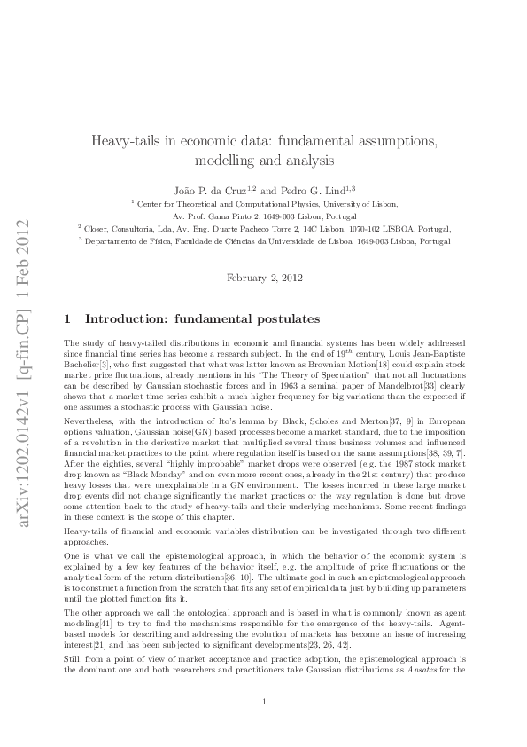(PDF) Heavy-tails in economic data: fundamental assumptions, modelling ...