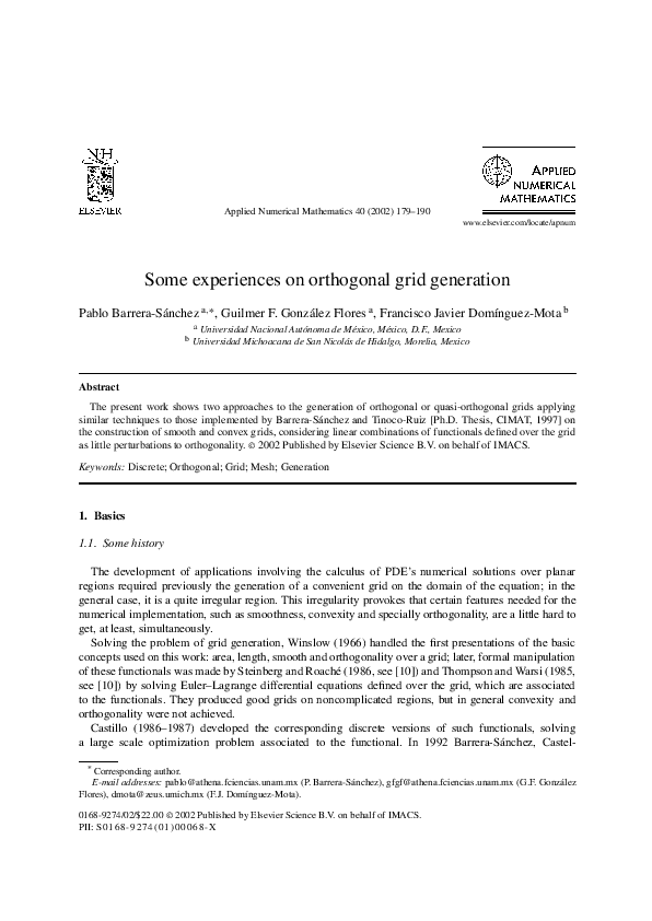 (PDF) Some experiences on orthogonal grid generation