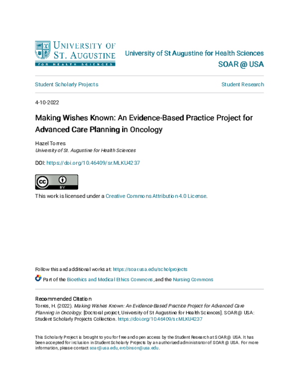 (PDF) Making Wishes Known: An Evidence-Based Practice Project for ...
