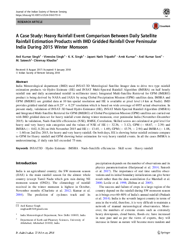 (PDF) A Case Study: Heavy Rainfall Event Comparison Between Daily ...